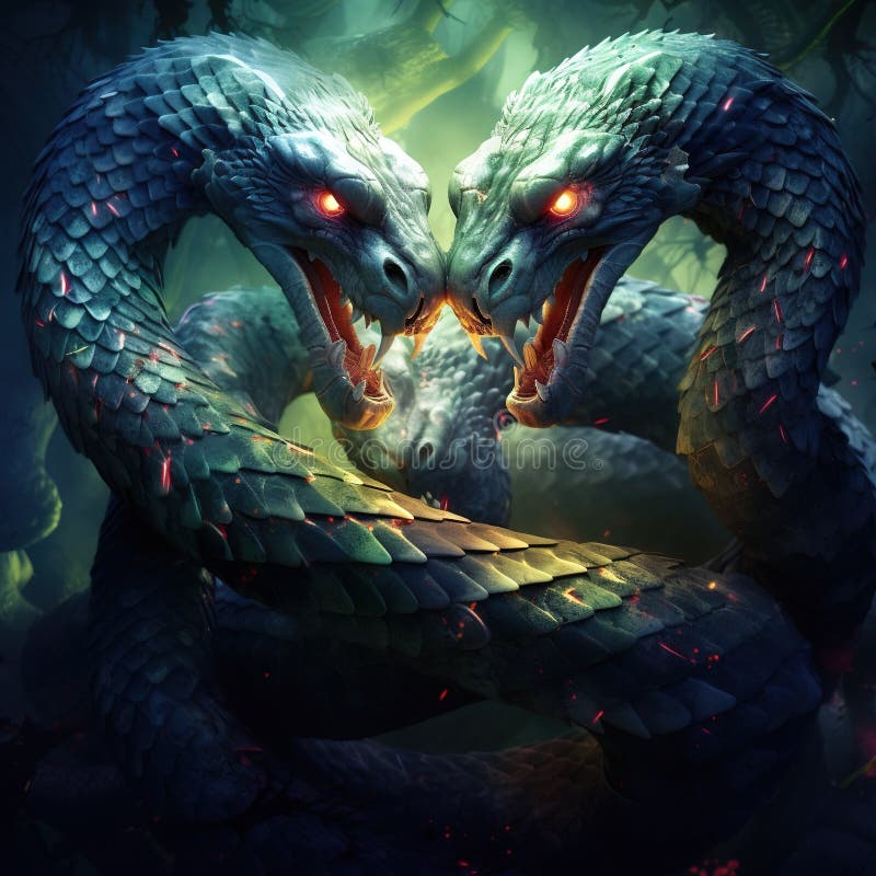 Ai Generated Illustration Wildlife Concept of Two Headed Snake Stock ...