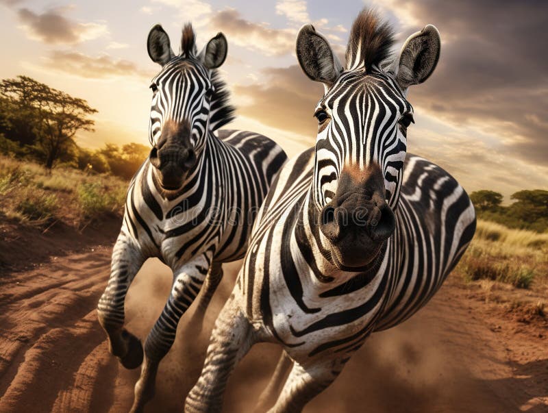 Ai Generated Illustration Wildlife Concept of Two Zebras Stock Illustration - Illustration of ...
