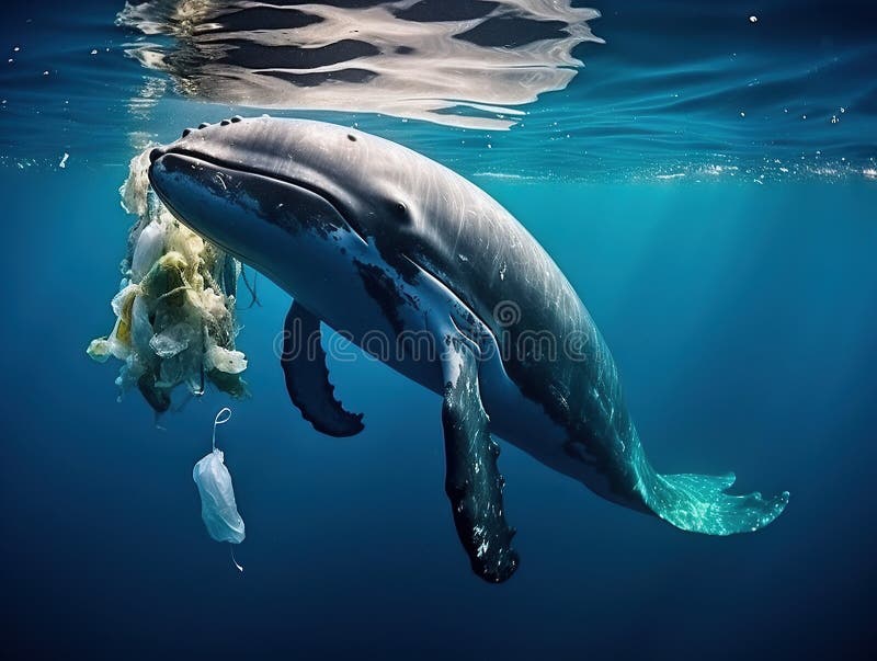 Plastic Bag Floating Underwater in the Ocean. Microplastic Sea ...