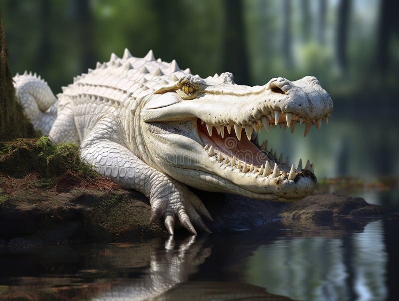 Ai Generated Illustration Wildlife Concept of White Gator Stock ...