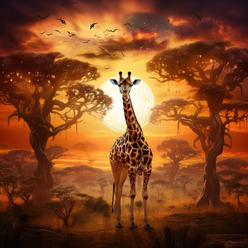 Ai Generated Illustration Wildlife Concept of Wild Giraffe Stock ...
