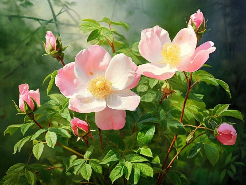 Ai Generated Illustration Wildlife Concept of Wild Rose Stock ...