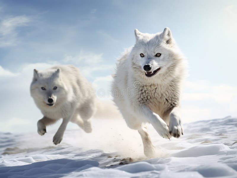 Ai Generated Illustration Wildlife Concept of Wolf Chasing Hare Stock ...