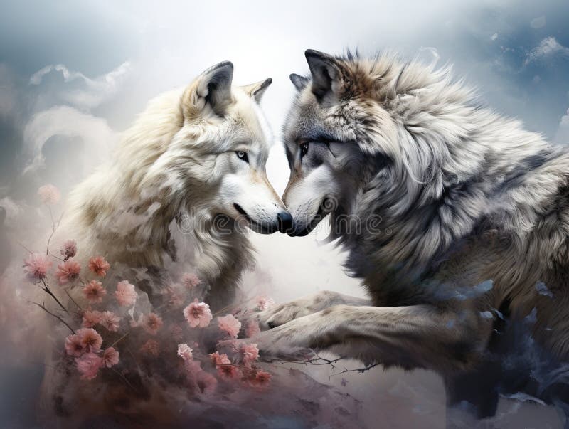Ai Generated Illustration Wildlife Concept of Wolf Couple Stock ...