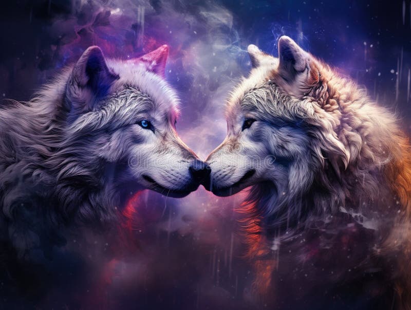 Ai Generated Illustration Wildlife Concept of Wolf Couple Stock ...