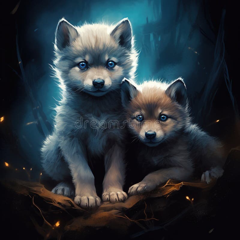 Ai Generated Illustration Wildlife Concept of Wolf Cubs Stock ...