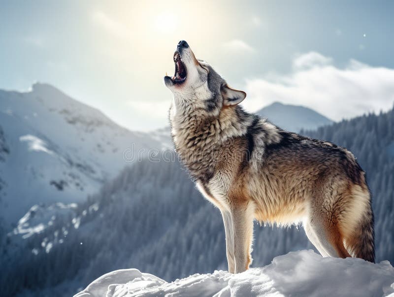 Ai Generated Illustration Wildlife Concept of Wolf Howling Stock ...