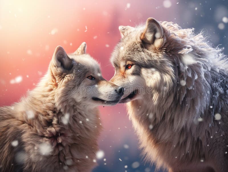 Ai Generated Illustration Wildlife Concept of Wolf Love Stock Image ...