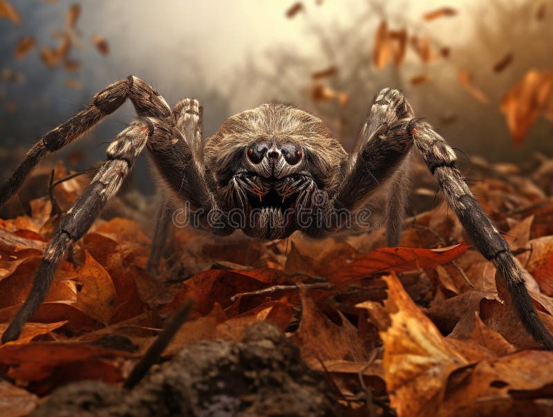 Ai Generated Illustration Wildlife Concept of Wolf Spider on Fall ...
