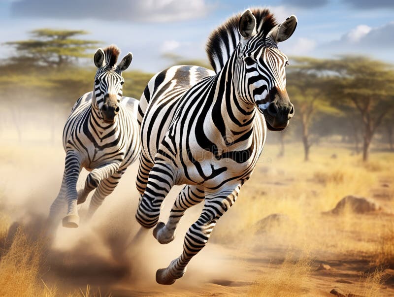 Ai Generated Illustration Wildlife Concept of Zebra S Galloping Stock Illustration ...