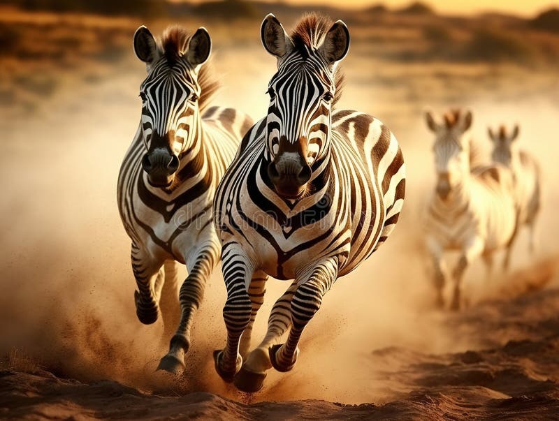 Ai Generated Illustration Wildlife Concept of Zebra S Galloping Stock ...