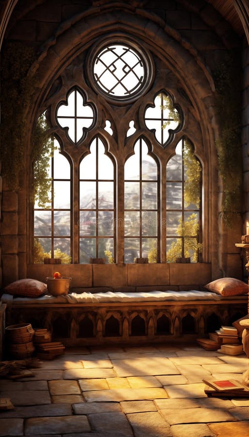 AI-generated Illustration of the Windows of a Medieval Castle Stock ...