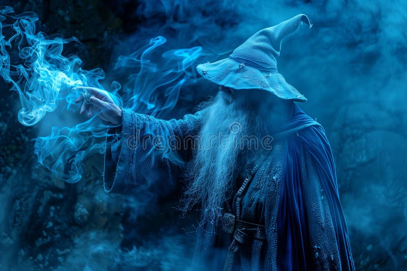 AI Generated Illustration of a Wizard in Forest, Casting a Spell Stock ...