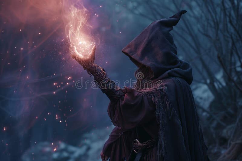 AI Generated Illustration of a Wizard Holding Glowing Orb Emitting a ...