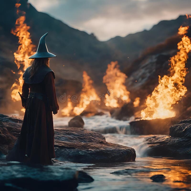 AI-generated Illustration of a Wizard in a Long Cloak and Pointed Hat ...