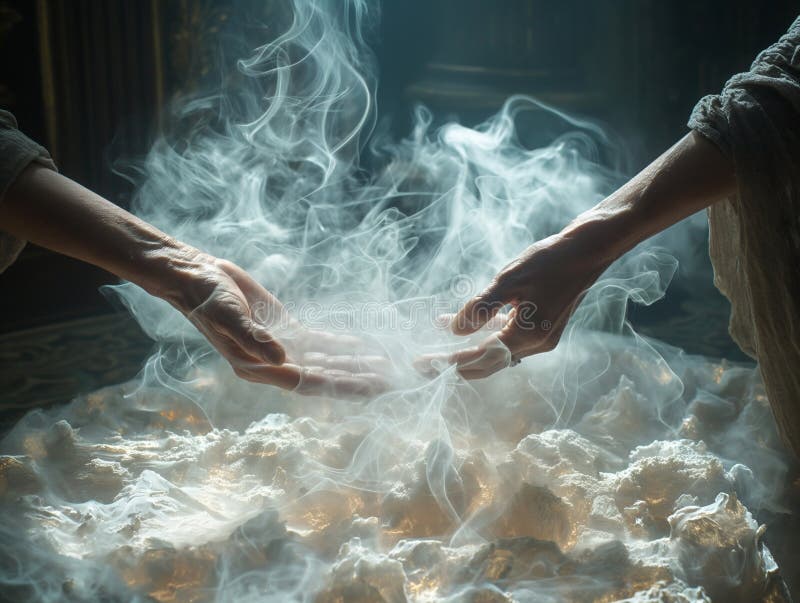 AI Generated Illustration of a Wizard& X27;s Hands Hovering Delicately ...