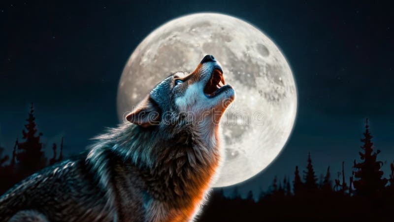 AI Generated Illustration of a Wolf Barking at the Moon Stock Photo ...