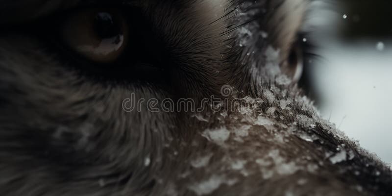 AI Generated Illustration of Wolf with Intense Gaze in Snowfall Stock ...