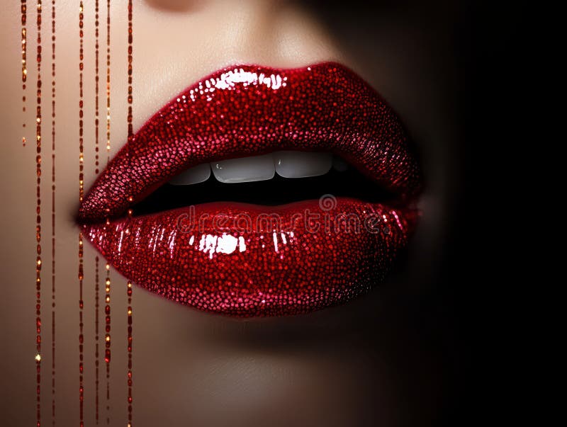 AI-generated Illustration of a Woman S Lips with Vibrant Red Lipstick ...