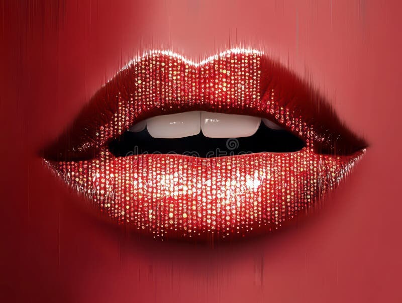 AI-generated Illustration of a Woman S Lips with Vibrant Red Lipstick ...