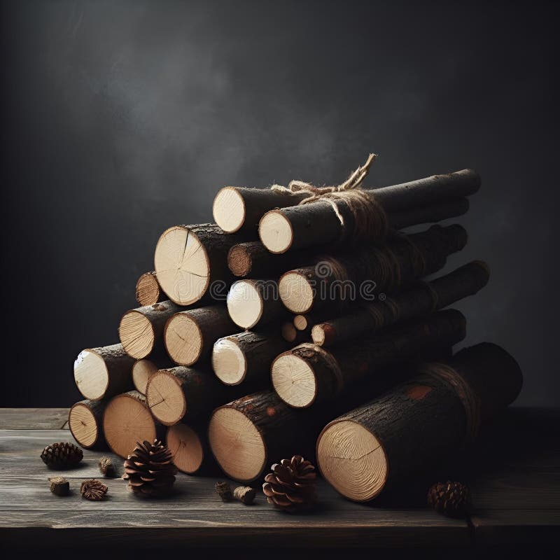 AI Generated Illustration of Wood Stack on Table Stock Illustration ...