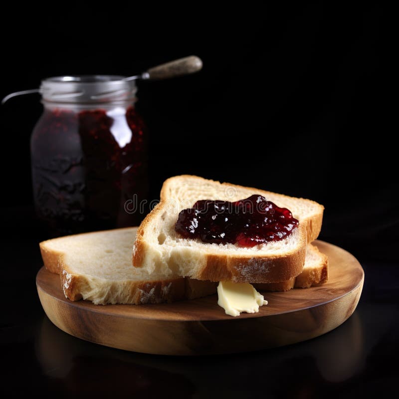 AI Generated Illustration of a Wooden Plate with Two Slices of White ...