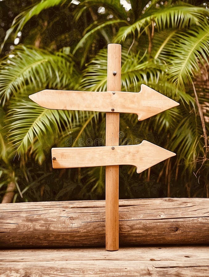 AI Generated Illustration of a Wooden Signpost with Two Arrows Pointing ...