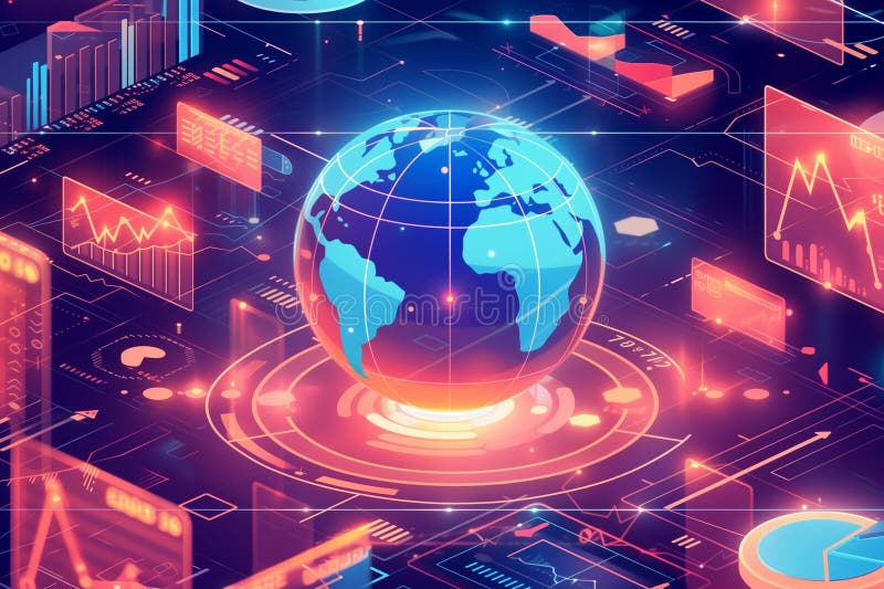 An Image Depicting Online Banking with a Globe and Data Stock Photo ...