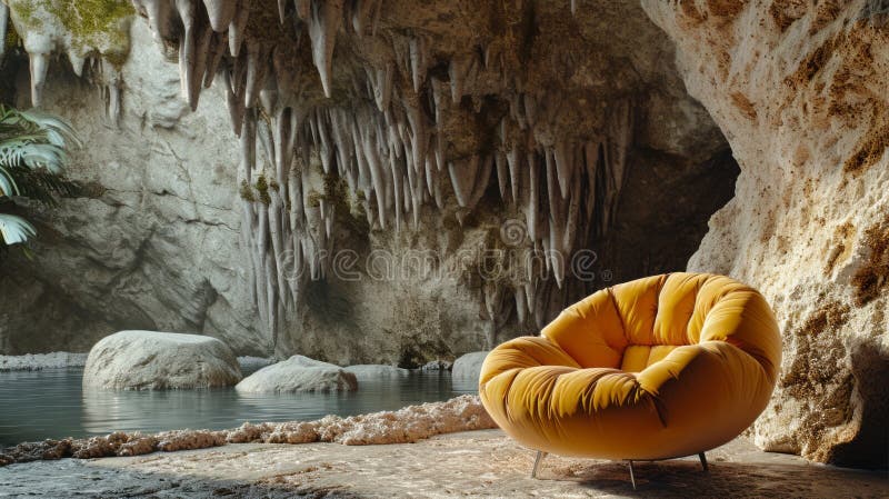 AI Generated Illustration of a Yellow Chair Positioned in Front of a ...