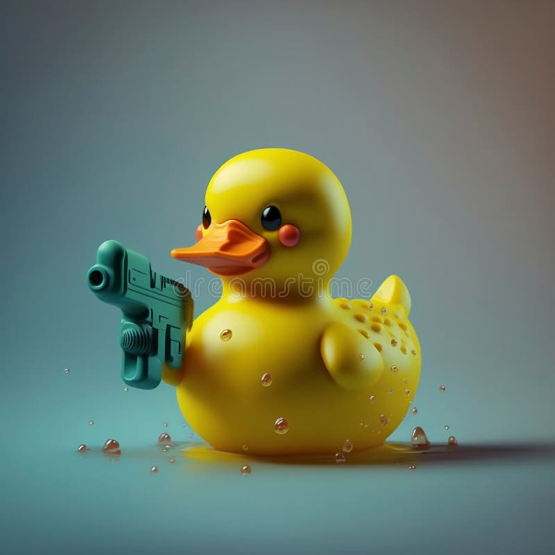 AI Generated Illustration of a Yellow Duck Toy with a Gun Stock ...