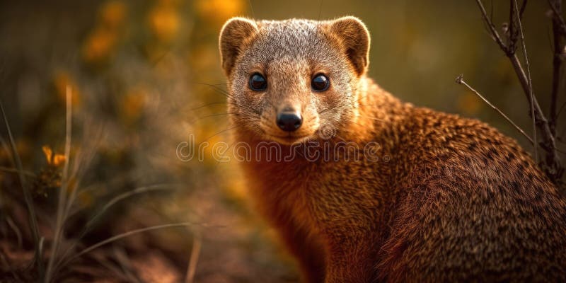 AI Generated Illustration of a Yellow Mongoose Looking Directly at the ...