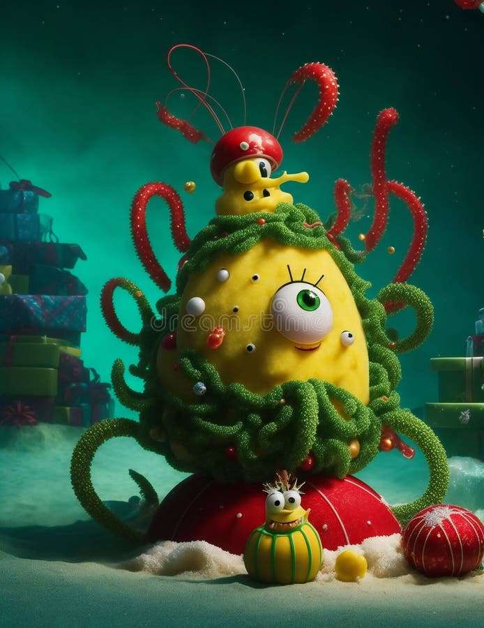 AI Generated Illustration of a Yellow Underwater Creature Decorated ...