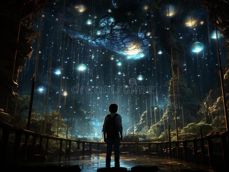 AI Generated Illustration of a Young Boy in Awe of a Extraterrestrial ...