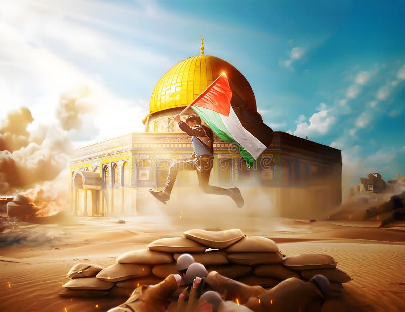 AI-generated Illustration of a Young Boy Running with the Palestine ...