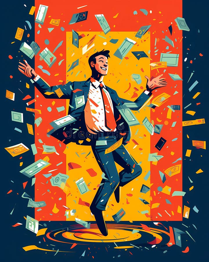 AI Generated Illustration of a Young Businessman Joyfully Dancing with ...