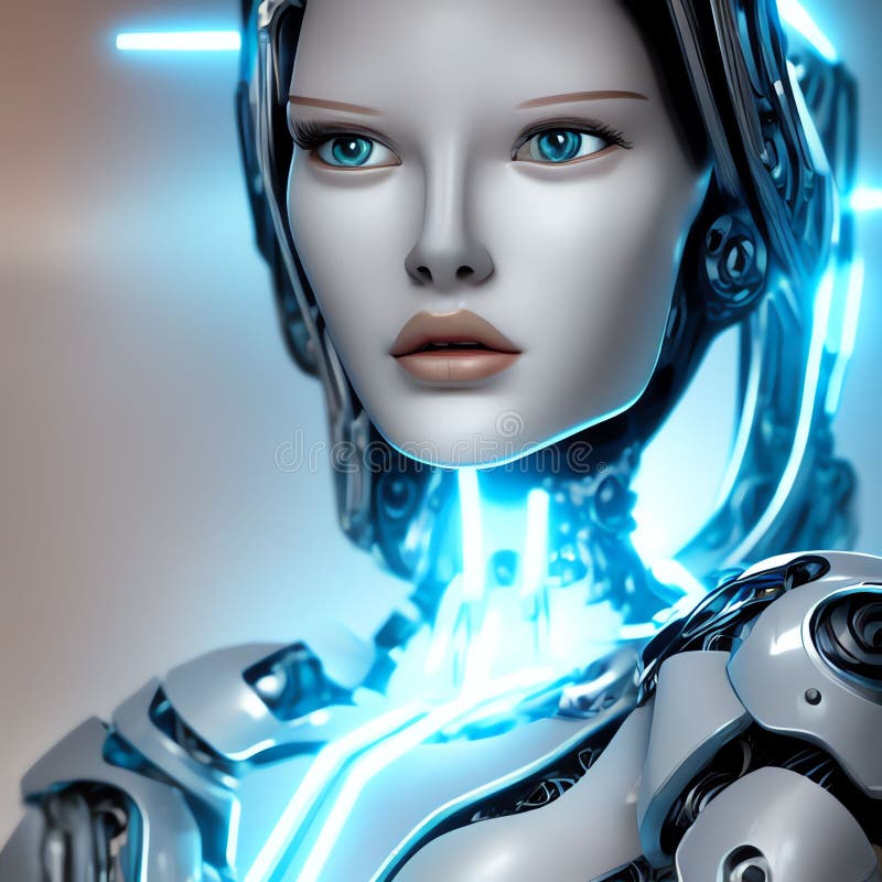 AI Generated Illustration of a Young Female Robot with Blue Eyes Stock ... AI Generated Illustration of a Young Female Robot with Blue Eyes Stock ...