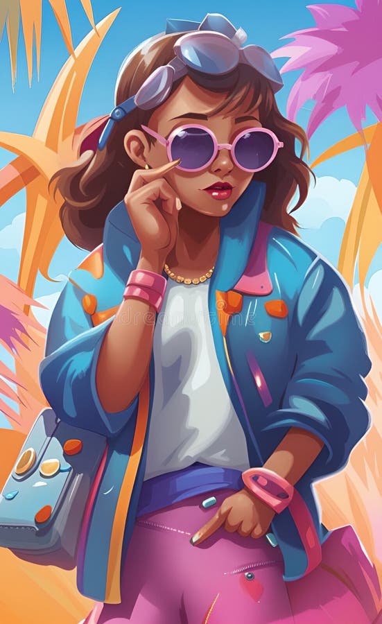AI Generated Illustration of a Young Girl with Sunglasses Stock ...