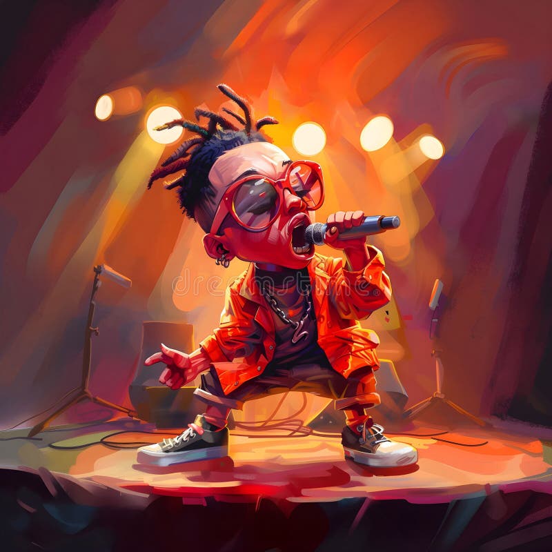 AI Generated Illustration of a Young Rap Artist Performing on Stage ...
