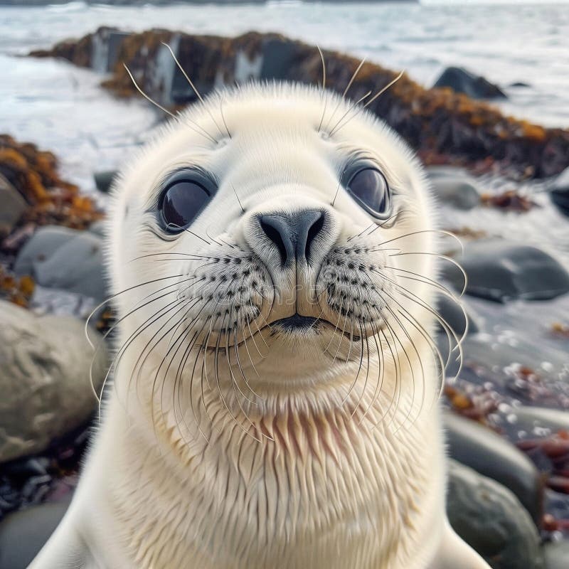 AI Generated Illustration of a Young Seal Looking Directly at the ...