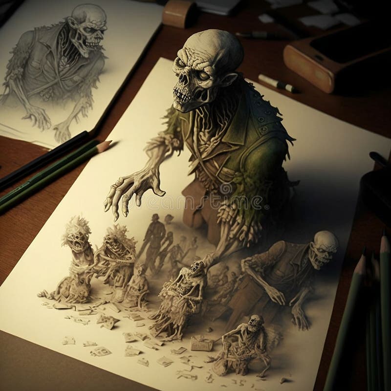 AI Generated Illustration of Zombies Rising and Becoming Alive from a ...