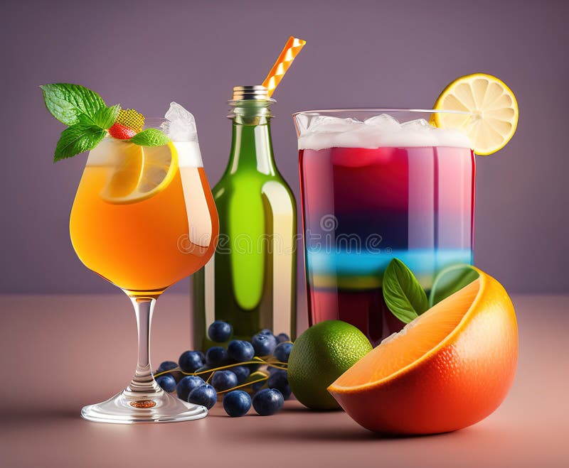 Ai-generated Illustrations of Colorful Iced Alcohol Cocktails Stock ...