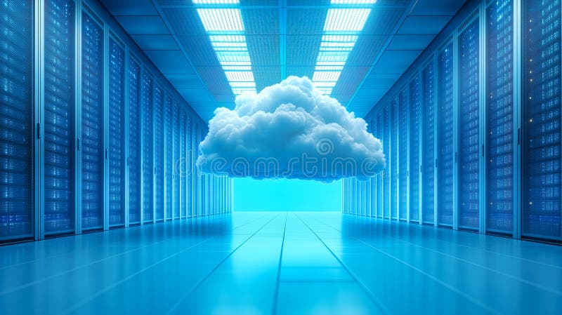Abstract Clouds in a Server Room, Visualization of Cloud Computing Stock Illustration ...