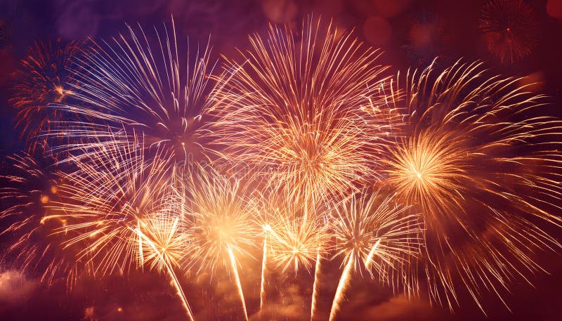 Abstract Coloured Firework Background on Night Sky, Celebration and ...