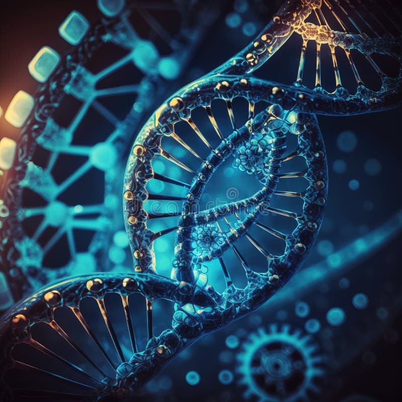 AI Generated DNA Molecule Structure on Dark Background. Science Concept ...