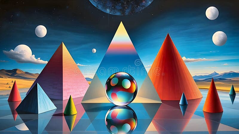 Gathering of Shapes and Moons Stock Illustration - Illustration of ...