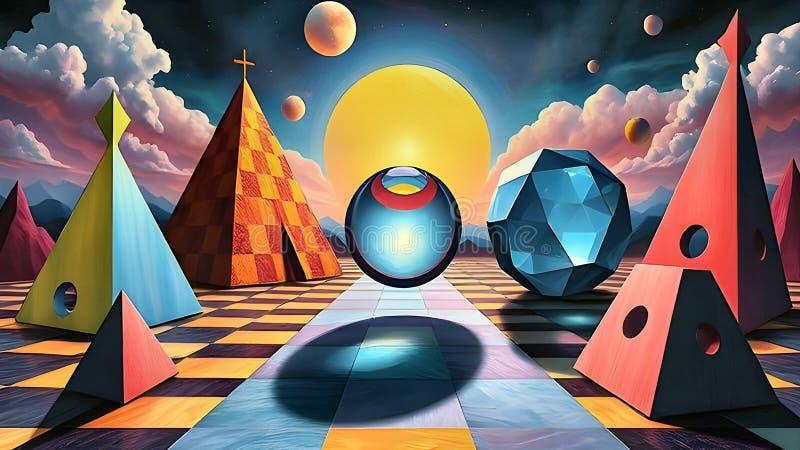 Sphere Rising among Other Shapes Stock Illustration - Illustration of ...