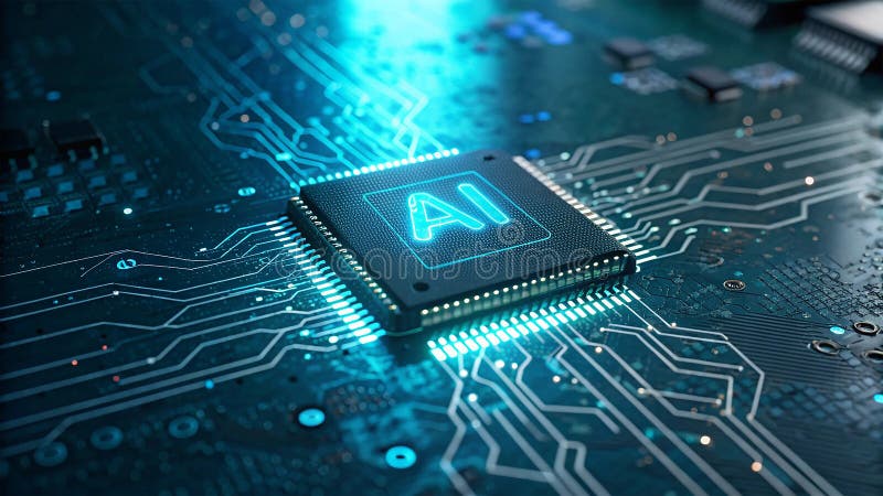 Artificial Intelligence Chip with Glowing AI Text - AI-Generated Tech ...
