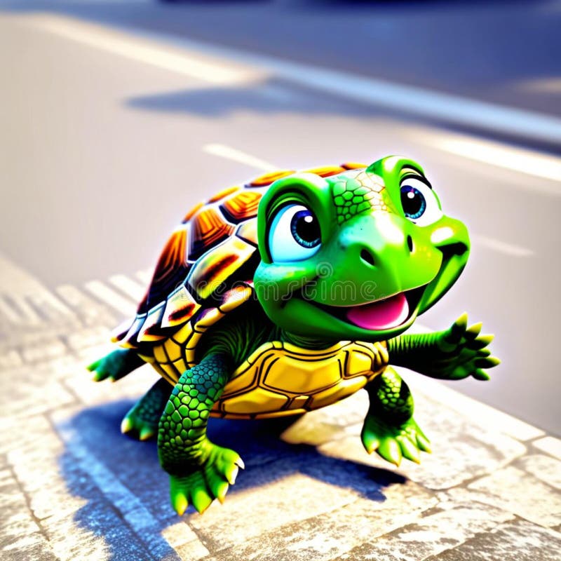 AI Generated Image of an Animated Happy Turtle Stock Illustration - Illustration of tortoise ...