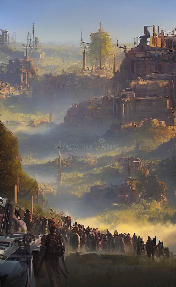 AI Generated Image of an Apocalyptic Landscape Stock Illustration ...