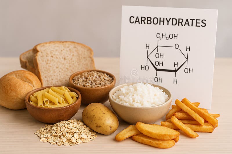 Carbohydrate Food Science Rice Bread Grains Stock Illustration ...